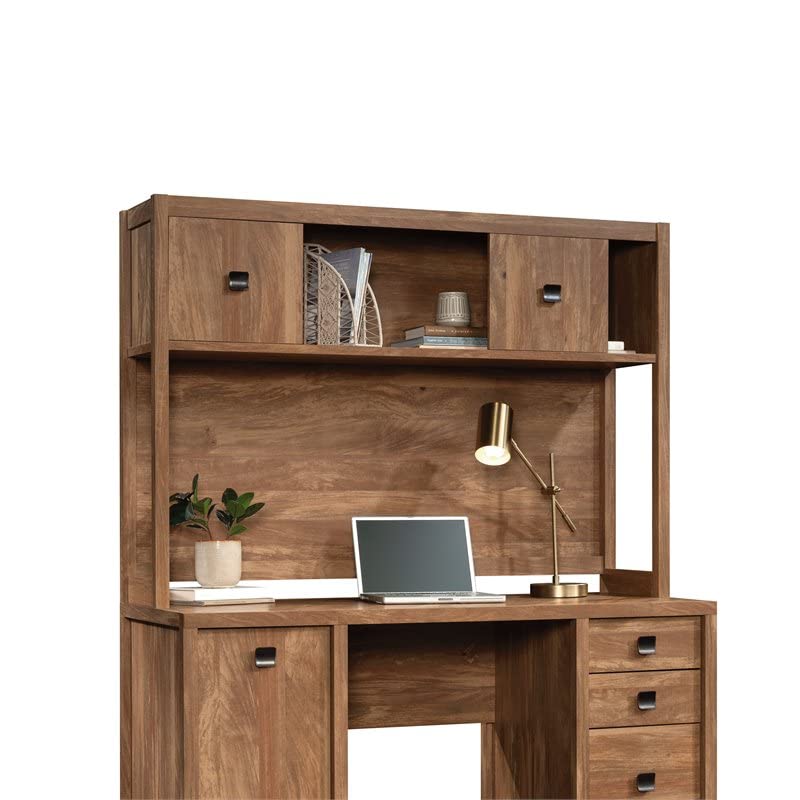 Sauder Cannery Bridge Desktop Hutch with Doors in Sindoori Mango, Sindoori Mango Finish