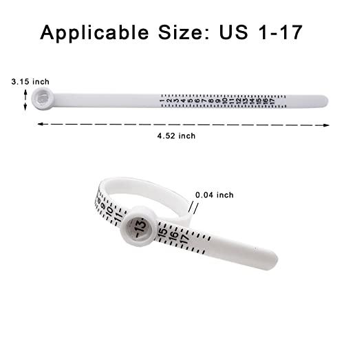 Upgrade Ring Sizer Measuring Tool, Reusable Ring Size Guage for Fingers, Jewelry Sizing Tool, 1-17 US Ring Sizer (1Pcs White)