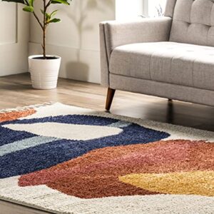 nuLOOM Ashton Shaggy Contemporary Abstract Tassel Area Rug, 4' x 6', Beige