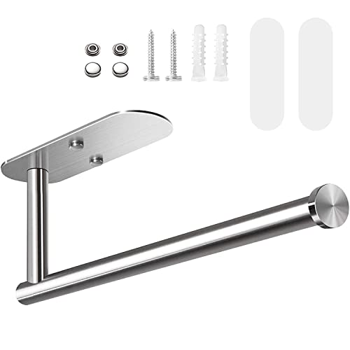 Paper Towel Holder Under Cabinet - Stainless Steel Paper Towel Holders Self-Adhesive Wall Mount Paper Towel Holder with Screws, 13in Under Cabinet Paper Towel Holder for Kitchen Paper Towel Rolls