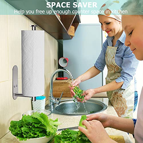 Paper Towel Holder Under Cabinet - Stainless Steel Paper Towel Holders Self-Adhesive Wall Mount Paper Towel Holder with Screws, 13in Under Cabinet Paper Towel Holder for Kitchen Paper Towel Rolls