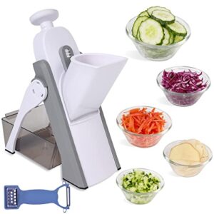 tikbaba safe mandoline slicer for kitchen,vegetable slicer for slicing,dicing,julienne(whitegrey)