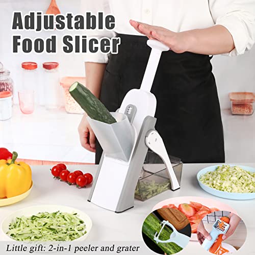 TIKBABA Safe Mandoline Slicer for kitchen,Vegetable slicer for slicing,dicing,julienne(WhiteGrey)