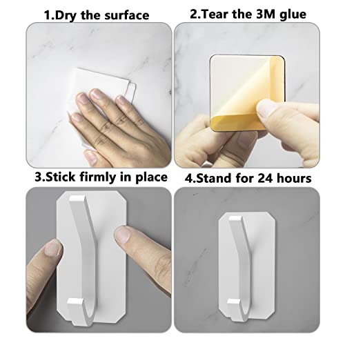 BATHHOLD Adhesive Wall Hooks Heavy Duty, Towel Hooks for Hanging Coat, Key, Robe, Stick on Hooks for Bathroom, Home, Office, Kitchen - Space Aluminum (6packs)