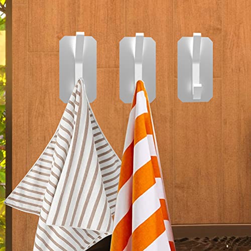 BATHHOLD Adhesive Wall Hooks Heavy Duty, Towel Hooks for Hanging Coat, Key, Robe, Stick on Hooks for Bathroom, Home, Office, Kitchen - Space Aluminum (6packs)