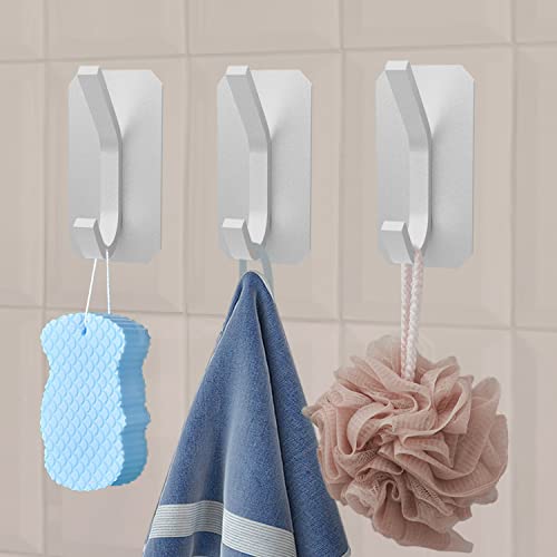 BATHHOLD Adhesive Wall Hooks Heavy Duty, Towel Hooks for Hanging Coat, Key, Robe, Stick on Hooks for Bathroom, Home, Office, Kitchen - Space Aluminum (6packs)