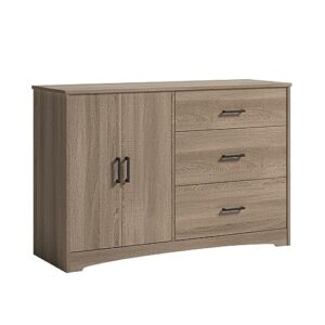 sauder beginnings 3-drawer dresser finish summer oak, l: 45.0" x w: 15.75" x h: 29.92", brown beige gray black