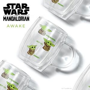 JoyJolt Awake! Grogu Coffee Mug Set of 2 Double Wall Mug. 13.5oz Large Espresso Cups, Cappuccino or Latte Cup. Mandalorian Star Wars Mugs, Insulated Coffee Mug, Clear Glass Cups Coffee Cup Set