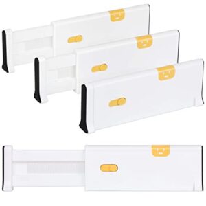 drawer dividers - 4 pack plastic adjustable drawer separators, expandable divider organizer for closets, drawer spacers, deep utensil drawer organizer, dresser cabinet dividers for clothes(11-17.4'')