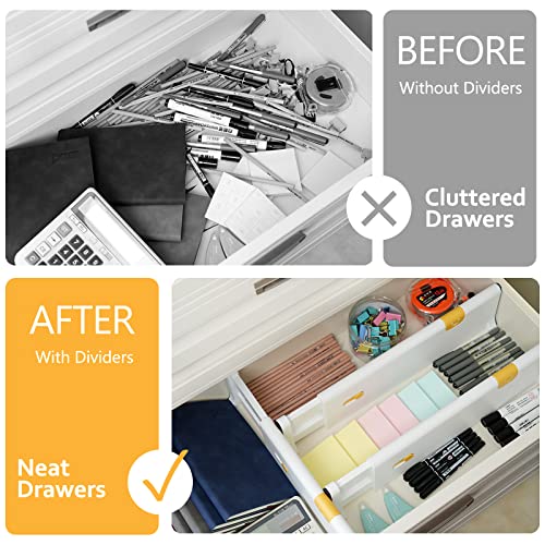 Drawer Dividers - 4 PACK Plastic Adjustable Drawer Separators, Expandable Divider Organizer for Closets, Drawer Spacers, Deep Utensil Drawer Organizer, Dresser Cabinet Dividers for Clothes(11-17.4'')