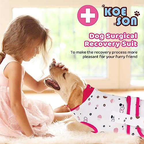 KOESON Dog Recovery Suit, Spay Suit for Female Dogs with Pee Hole Pet Surgical Recovery Suit Dog Cone Alternative, Dog Surgery Recovery Suit Anti Licking Pet Bodysuit for Abdominal Wound Balloon S