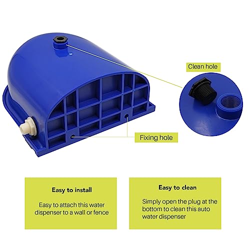 PAULOZYN Automatic Livestock Waterer Bowl Dog Water Dispenser Trough Kits Float valve control for Chicken Animal Goat horse Pig Cattle, with Brass Connector Adapter(Navy Blue)