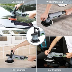 WORKPRO Buffer Polisher, 6-inch 1080W Dual Action Random Orbital Polish Kit for Car Detailing, 6 Variable Speed DA Polisher with Backing/Woolen/Foam Pads, Towel for Waxing, Buffing, Polishing