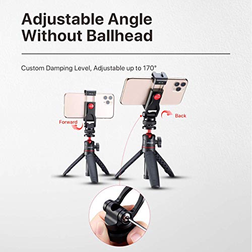 Camera Phone Mount Tripod Holder - ULANZI ST-10 Metal Dual Cold Shoe Smartphone Vlog Holder DSLR Hot Shoe Phone Mount for iPhone Cell Phone Vlog Photograph