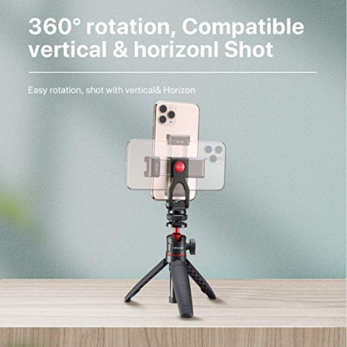 Camera Phone Mount Tripod Holder - ULANZI ST-10 Metal Dual Cold Shoe Smartphone Vlog Holder DSLR Hot Shoe Phone Mount for iPhone Cell Phone Vlog Photograph