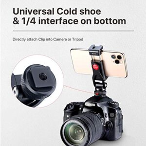 Camera Phone Mount Tripod Holder - ULANZI ST-10 Metal Dual Cold Shoe Smartphone Vlog Holder DSLR Hot Shoe Phone Mount for iPhone Cell Phone Vlog Photograph