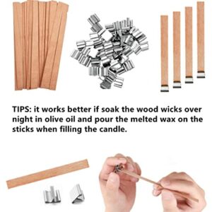 100Pcs Wood Wicks for Candles, Wood Candle Wicks Natural Wooden Candle Wicks with Candle Wick Trimmer Smokeless Crackling Wooden Candle Wicks for Candle Making DIY Craft Thickened 5.1 x 0.5x0.04inch