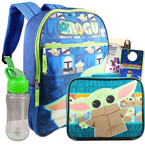 Color Shop Baby Yoda Backpack and Lunch Bag Set - Star Wars School Supplies Bundle with Grogu Backpack and Insulated Lunch Box, Water Bottle, Baby Yoda travel set