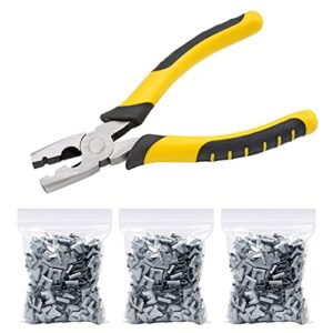 hhniuli wire cage buckle clips pliers with 900pcs wire cage clips, cage pliers and clips rabbit chicken quail pet cage clip tool