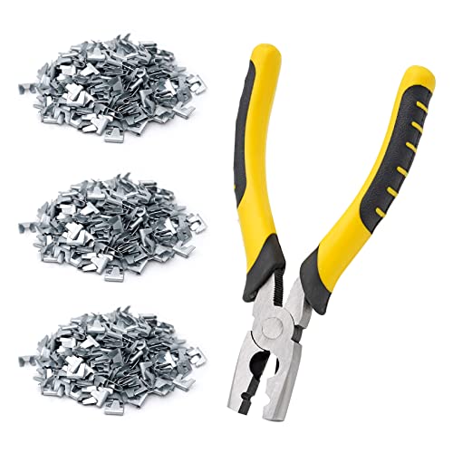 HHNIULI Wire Cage Buckle Clips Pliers with 900pcs Wire Cage Clips, Cage Pliers and Clips Rabbit Chicken Quail Pet Cage Clip Tool