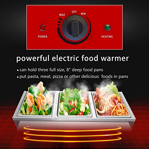 KITMA 5 Open Well Electric Steam Tables - 240 V Warmer Food Table, 36 Quart Electric Hot Food Warm Table for Buffets and Catering, Warming Control Knobs，Front Serving Area