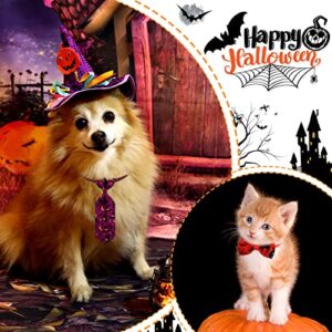 50 Pcs Halloween Dog Bow Tie Collar Set Includes 4 Dog Bandanas, 23 Pet Neckties, 23 Pet Costume Bow Ties, Adjustable Pumpkin Ghost Pattern Bow Tie for Dogs Cats