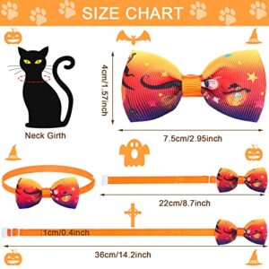 50 Pcs Halloween Dog Bow Tie Collar Set Includes 4 Dog Bandanas, 23 Pet Neckties, 23 Pet Costume Bow Ties, Adjustable Pumpkin Ghost Pattern Bow Tie for Dogs Cats