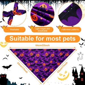 50 Pcs Halloween Dog Bow Tie Collar Set Includes 4 Dog Bandanas, 23 Pet Neckties, 23 Pet Costume Bow Ties, Adjustable Pumpkin Ghost Pattern Bow Tie for Dogs Cats