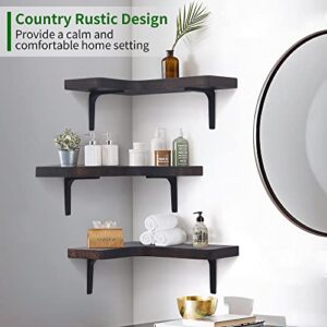 Corner Floating Shelves Set of 3 | Corner Wall Shelves | Wall Mounted Corner Storage Display Shelving for Bathroom, Bedroom, Living Room, Kitchen | 16" W x 11-2/5" D | L-Shaped, Rustic Brown