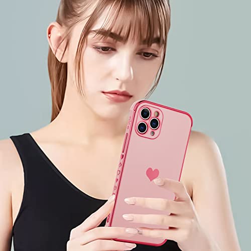 KANGHAR iPhone 11 Pro Case for Women Girl, Plating Edge Cute Love Heart Soft TPU Bumper with 4 Corners Shockproof Protection Phone Case Cover for iPhone 11 Pro 5.8 Inch(Pink)