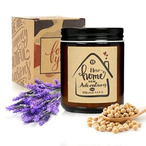 new home funny housewarming lavender scented candle gift set, gift ideas for new homeowner friend couples neighbor women, men - home decor, meditation, yoga, relaxing soy aromatherapy candle(7oz)