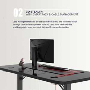 Waleaf Gaming Desk 40 inch,PC Gaming Table,T-Shaped Gaming Computer Desk with Free Mouse Pad,Racing Style Professional Gamer Game Station,Carbon Fiber Home Office Desk with Cup Holder&Headphone Hook