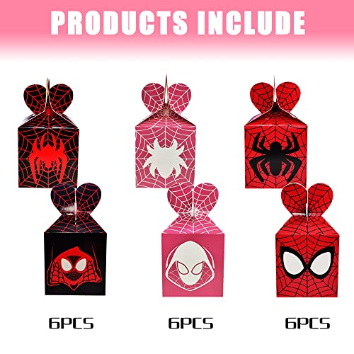 18 PCS Miles Morales Birthday Party Favor Boxes Spider Amazing Friends Party Candy Gift Boxes Spider Goodie Boxes for Birthday Party Decorations and Supplies