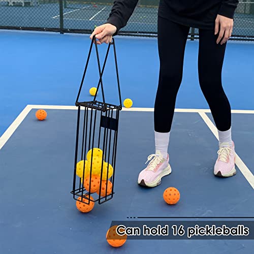 ELKCIP Portable Pickleball & Tennis Ball Collector - Pickle Ball Retriever Basket Carrier Gatherer Picker Hopper Container for Picking and Storage Training Tool for Ball, Integral