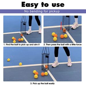 ELKCIP Portable Pickleball & Tennis Ball Collector - Pickle Ball Retriever Basket Carrier Gatherer Picker Hopper Container for Picking and Storage Training Tool for Ball, Integral