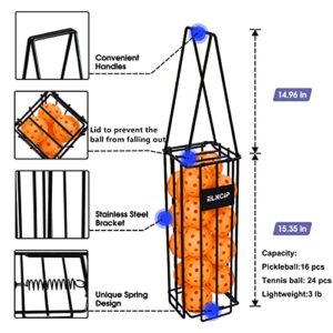 ELKCIP Portable Pickleball & Tennis Ball Collector - Pickle Ball Retriever Basket Carrier Gatherer Picker Hopper Container for Picking and Storage Training Tool for Ball, Integral