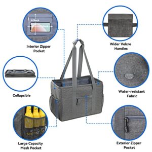 Alameda Standing Large Utility Tote Bag with Metal Wire Frame: Collapsible Tote with Reinforced Bottom and Sides, Structured, Heavy Duty, Sturdy