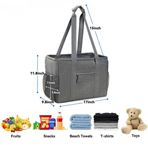 Alameda Standing Large Utility Tote Bag with Metal Wire Frame: Collapsible Tote with Reinforced Bottom and Sides, Structured, Heavy Duty, Sturdy