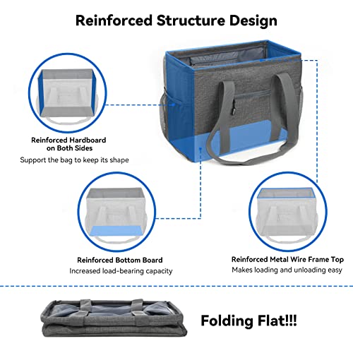 Alameda Standing Large Utility Tote Bag with Metal Wire Frame: Collapsible Tote with Reinforced Bottom and Sides, Structured, Heavy Duty, Sturdy