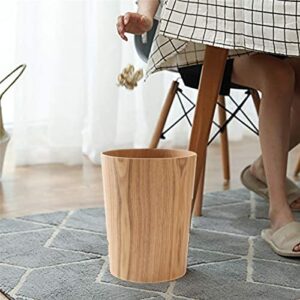 2.3 Gallons Wood Trash Can Wastebasket for Home or Office, Japanese-style natural wood Round Wastebasket, Lightweight, Sturdy for Under Desk, Kitchen, Bedroom, Den, Hotel, or Kids Room (Light Wood-A)