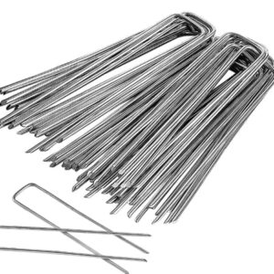 60 Packs 6 Inches Heavy Duty 11 Gauge Galvanized Steel Garden Stakes Staples Securing Pegs for Securing Weed Fabric Landscape Fabric Netting Ground Sheets and Fleece