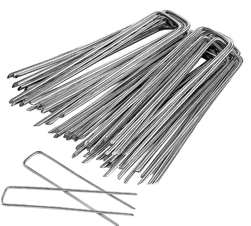 60 Packs 6 Inches Heavy Duty 11 Gauge Galvanized Steel Garden Stakes Staples Securing Pegs for Securing Weed Fabric Landscape Fabric Netting Ground Sheets and Fleece