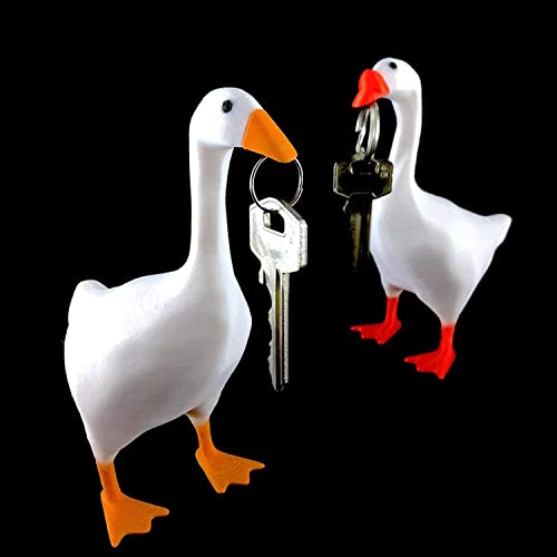 Super Cute Goose Magnetic Key Holder - Magnetic Goose 3D Printed Key Holder, Resin Goose Statue Key Storage Rack, Vivid Mini Animal Figurines Keys Holder for Keys Glasses Bells (Yellow)