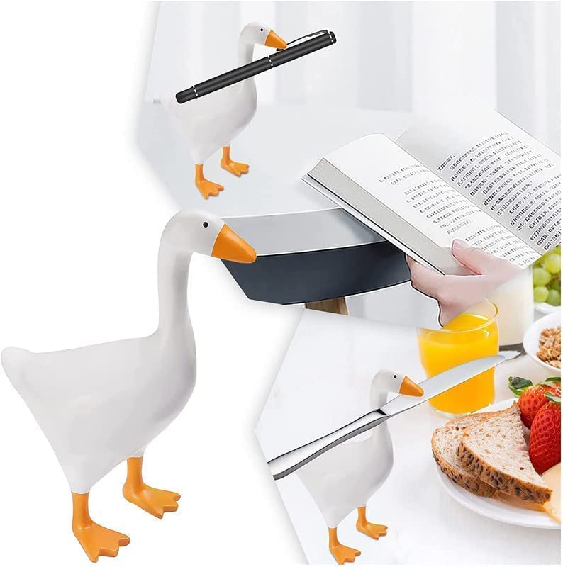 Super Cute Goose Magnetic Key Holder - Magnetic Goose 3D Printed Key Holder, Resin Goose Statue Key Storage Rack, Vivid Mini Animal Figurines Keys Holder for Keys Glasses Bells (Yellow)