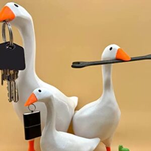 Super Cute Goose Magnetic Key Holder - Magnetic Goose 3D Printed Key Holder, Resin Goose Statue Key Storage Rack, Vivid Mini Animal Figurines Keys Holder for Keys Glasses Bells (Yellow)