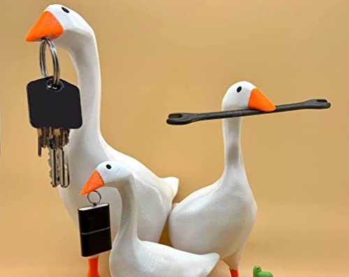 Super Cute Goose Magnetic Key Holder - Magnetic Goose 3D Printed Key Holder, Resin Goose Statue Key Storage Rack, Vivid Mini Animal Figurines Keys Holder for Keys Glasses Bells (Yellow)