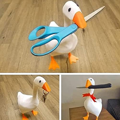 Super Cute Goose Magnetic Key Holder - Magnetic Goose 3D Printed Key Holder, Resin Goose Statue Key Storage Rack, Vivid Mini Animal Figurines Keys Holder for Keys Glasses Bells (Yellow)