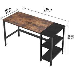 DlandHome Storage Desk Studio Table, 55.1 Inch Large Desk Computer Desk Home Office Table with Storage Shelves Study Writing Desk with Splice Board DUS-CXYM-PB001B-140