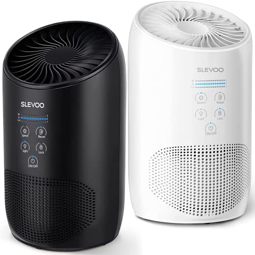 Slevoo Air Purifiers for Home with Aromatherapy, H13 True HEPA Air Purifier with Lock Set, Quiet Air Cleaner for Dust, Smoke, Pets Dander, Pollen, Odors - Ozone Free (White and Black)