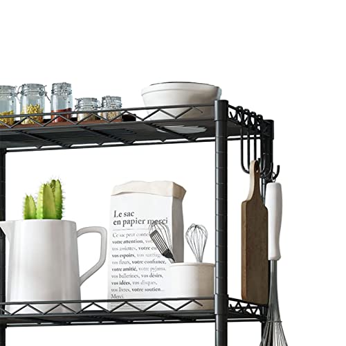 SsngygHme 4 Tier Storage Shelf Wire Shelving Unit Storage Rack Metal for Kitchen Organization, with Leveling Feet, Black (4 Tier)